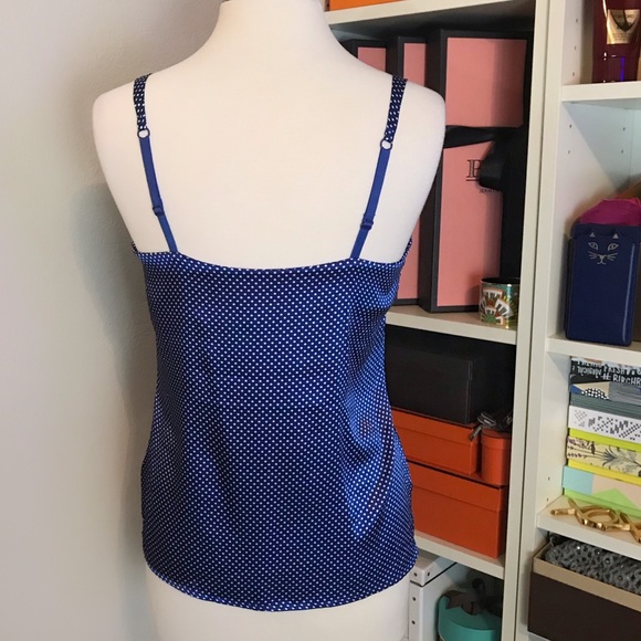 Tops | Preppy Polka Dots Built In Bra Silky Strap Tank | Poshmark